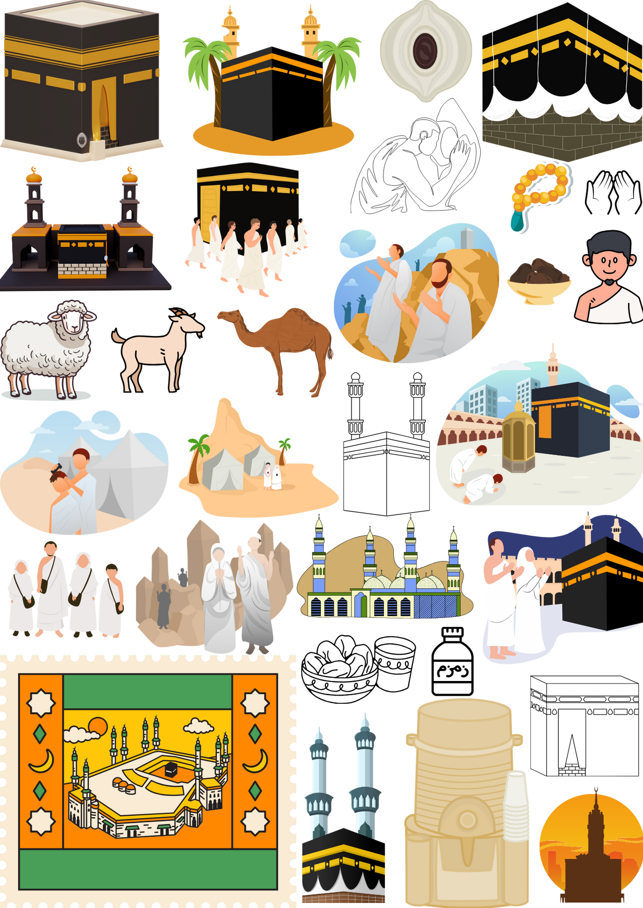 Makkah, Masjid al-Haram, Umrah and Hajj Sticker Sheet – Sign Magician
